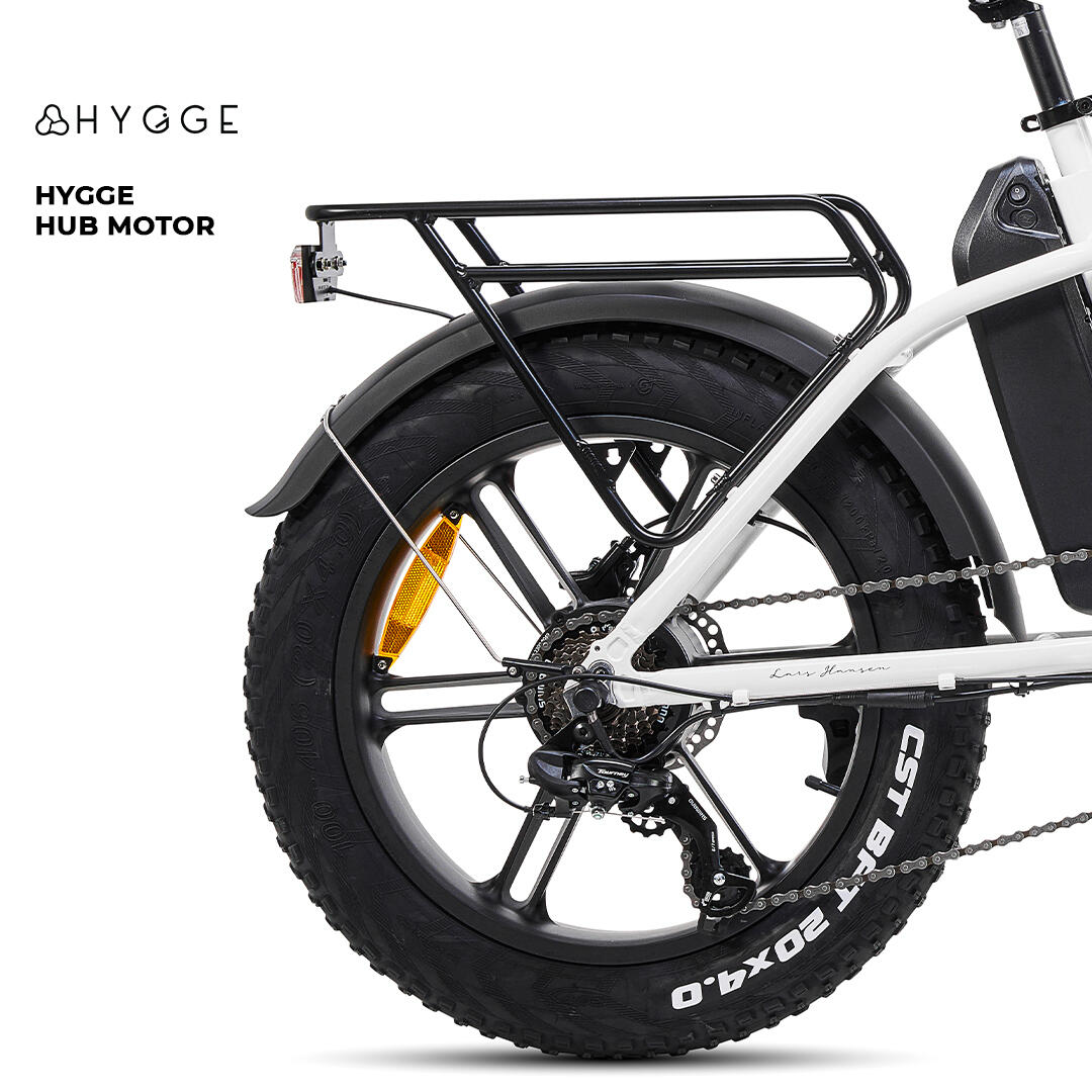 Hygge Vester Step 2025 Folding Bike - Fat Tyre E-Bike | Heron White HYGGE BIKES | Decathlon