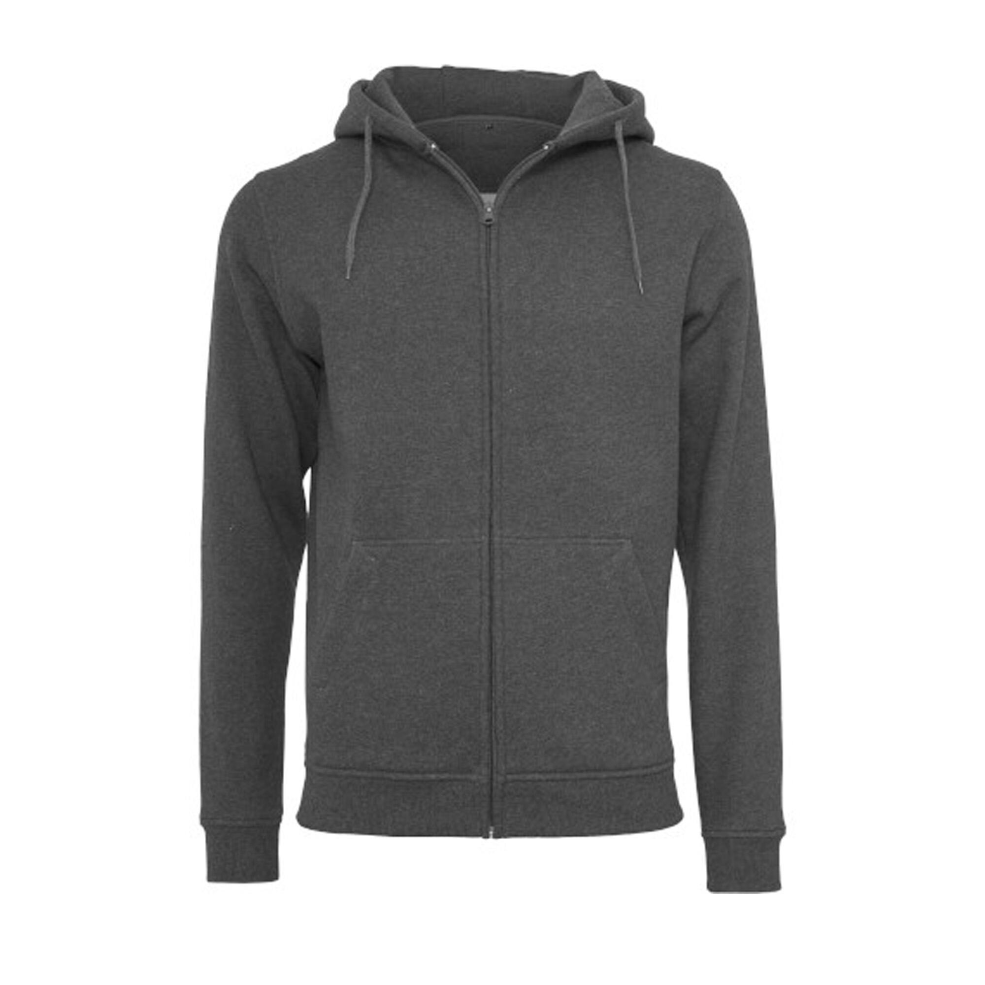 Mens Plain Full Zip Hoodie (Black) BUILD YOUR BRAND | Decathlon