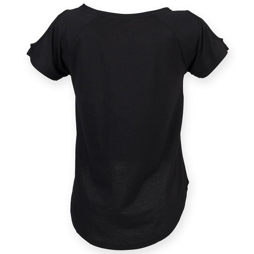 Womens/Ladies Drop Tail TShirt (Black) SKINNI FIT | Decathlon