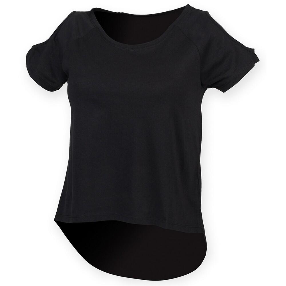 Womens/Ladies Drop Tail TShirt (Black) SKINNI FIT | Decathlon