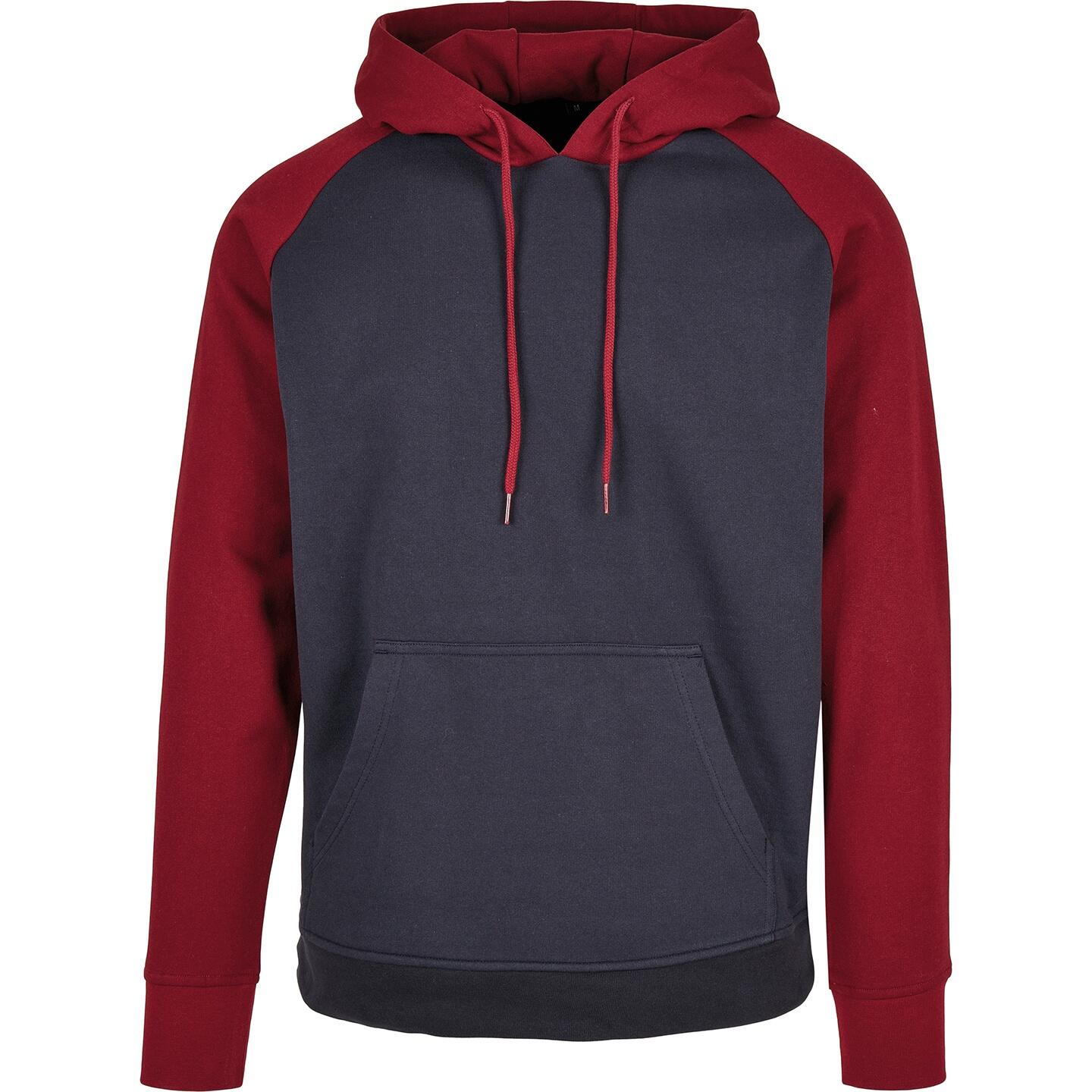 Mens Basic Raglan Hoodie (Heather Grey/Black) BUILD YOUR BRAND | Decathlon