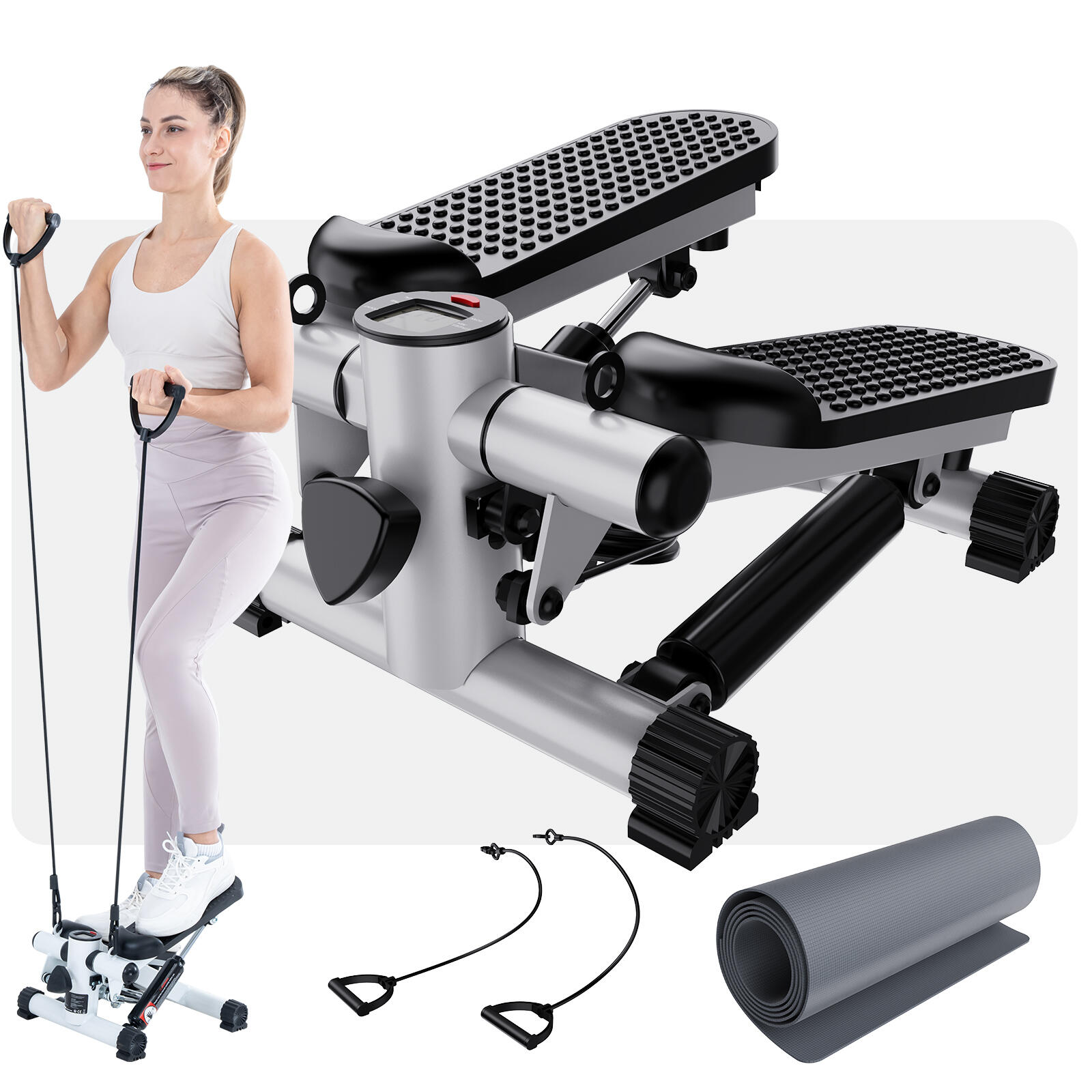 CITYSPORTS Steppers,Mini Stepper with Resistance Bands and Silent Shock ...
