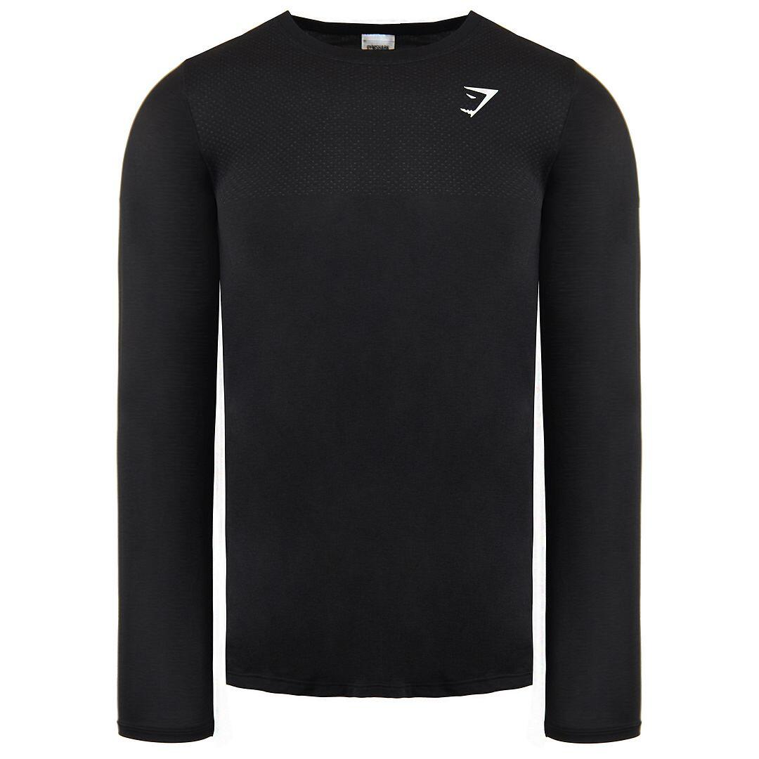 Gymshark Long Sleeve Crew Neck Mens Black Vital Top GYMSHARK | Decathlon