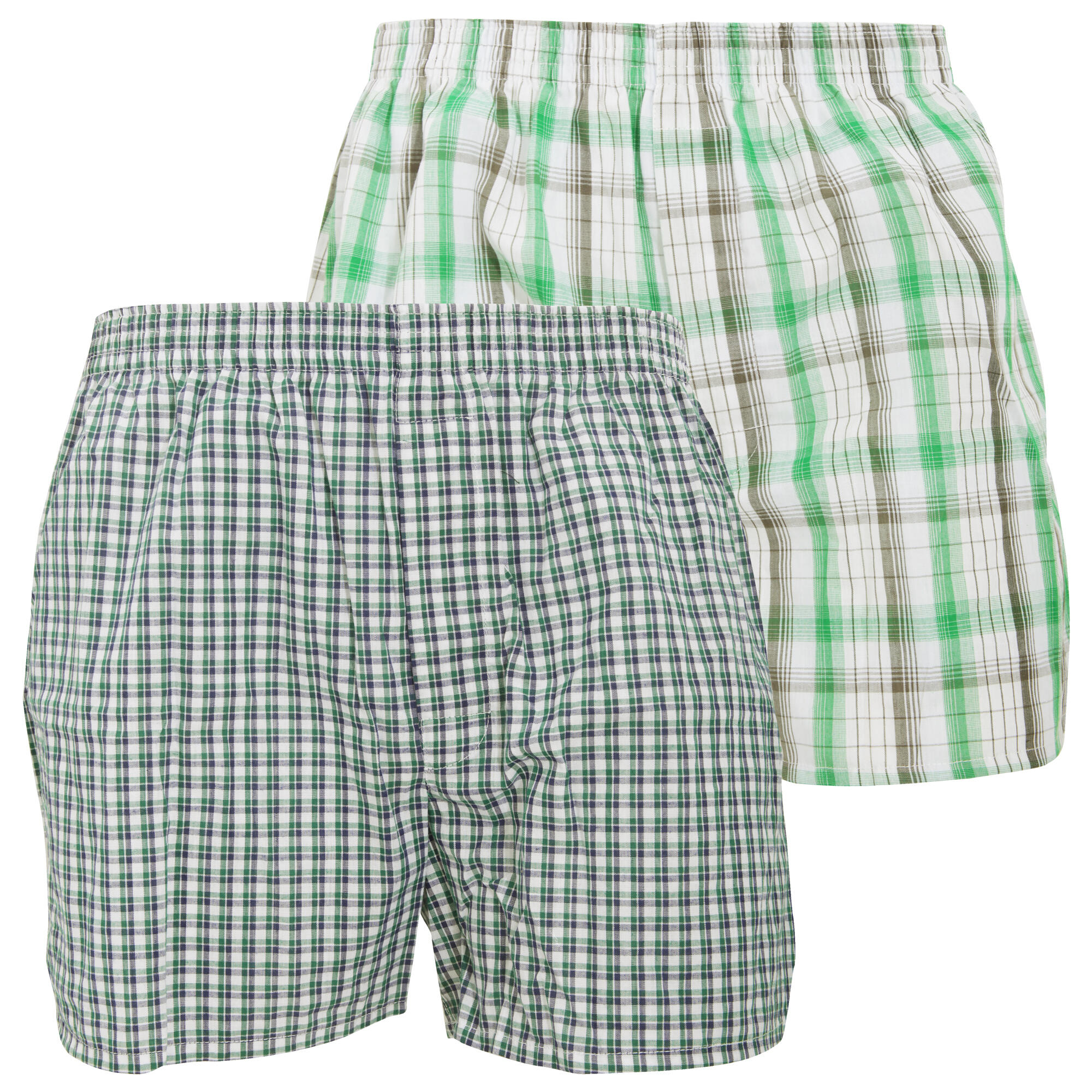 Mens Cotton Woven Boxer Shorts / Boxers (Pack Of 2) (Green) UNIVERSAL ...