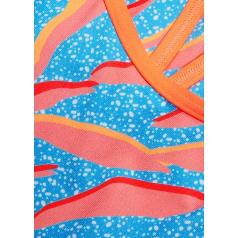 Maillot Speedo fille dos en V 'Space Tiger' Kiki Pink/Picton Blue/Siren ...