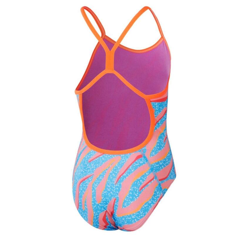 Maillot Speedo fille dos en V 'Space Tiger' Kiki Pink/Picton Blue/Siren ...