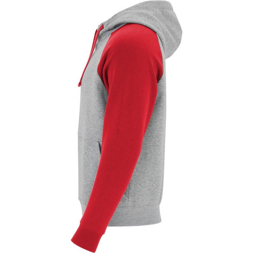 Childrens/Kids Badet Two Tone Drawstring Hoodie (Heather Grey/Red) ROLY ...
