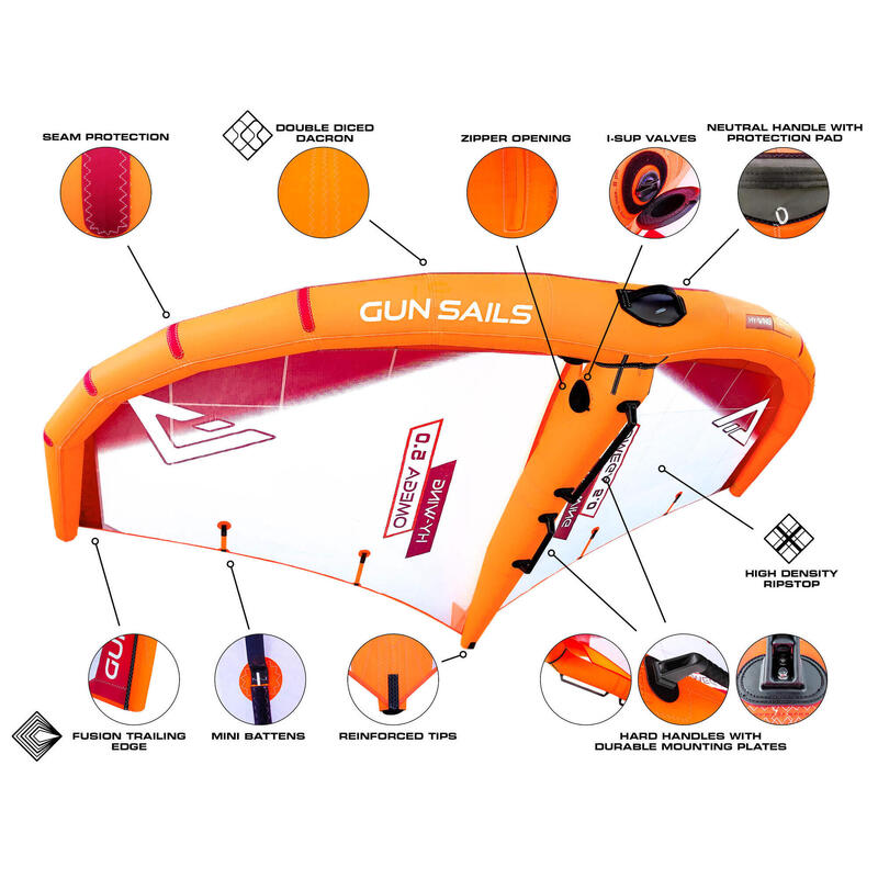 Omega Wing 4.0 Foil Wing hard handles GUNSAILS | Decathlon