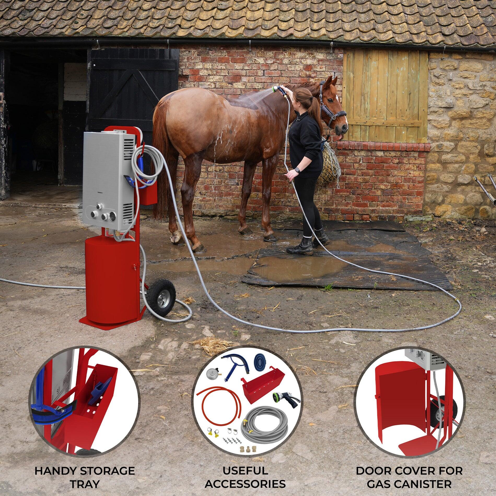 Deluxe Portable Horse Shower - Red MONSTER | Decathlon