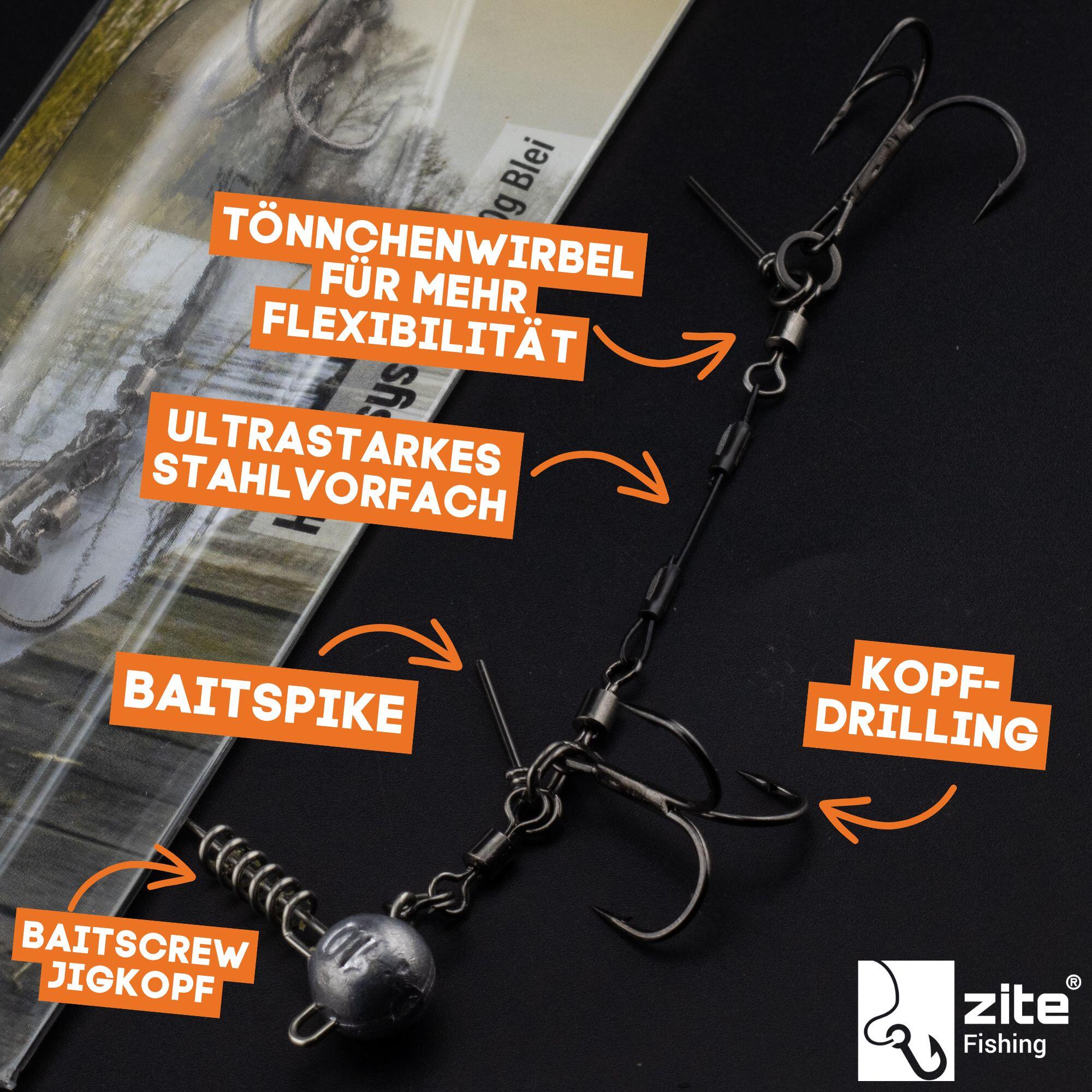 Hecht Gummifisch-System S 9cm 5g Softbait Angsthaken Drillinge ...