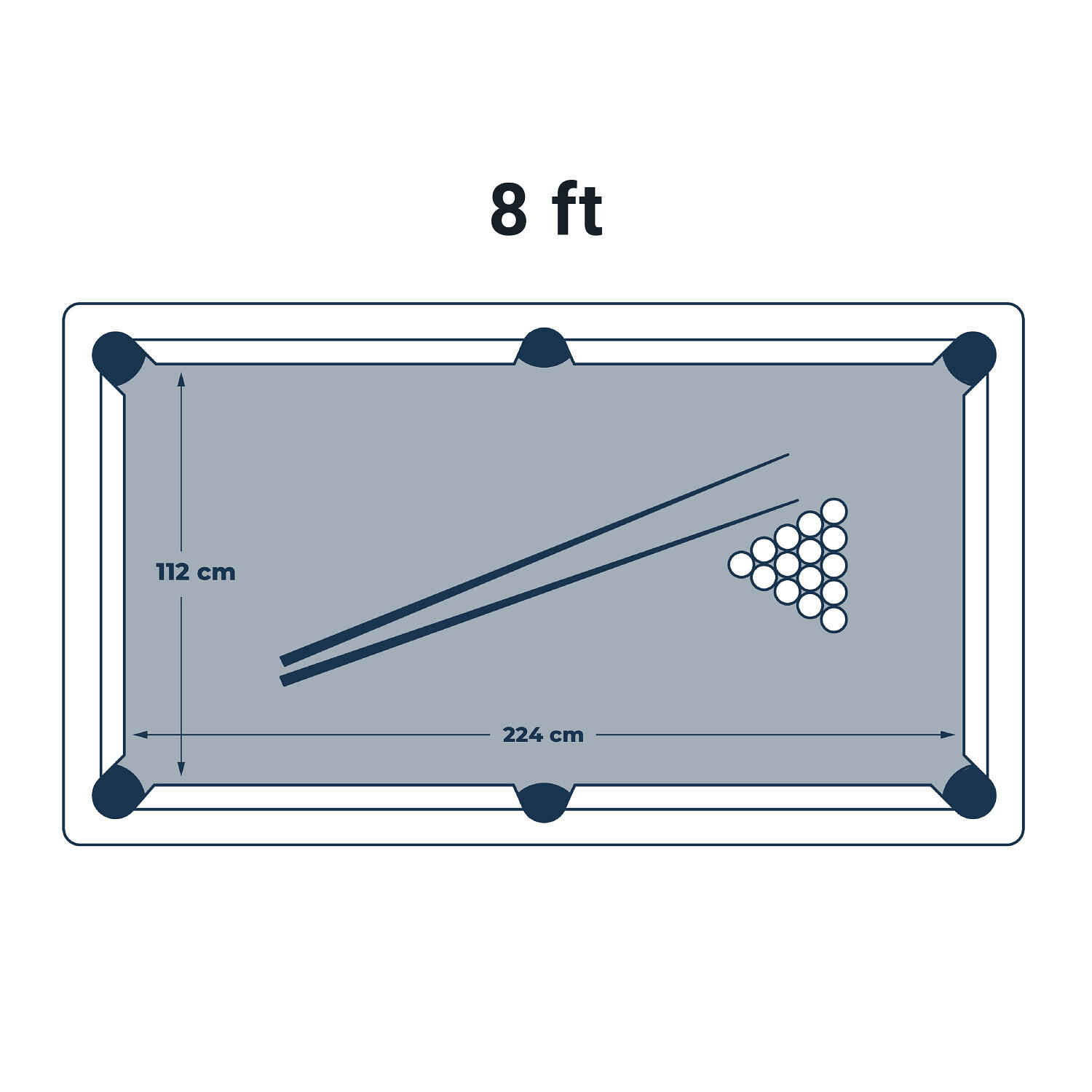 Pool Table Nero European Speed Green 8 ft (playing field 224x112 cm ...