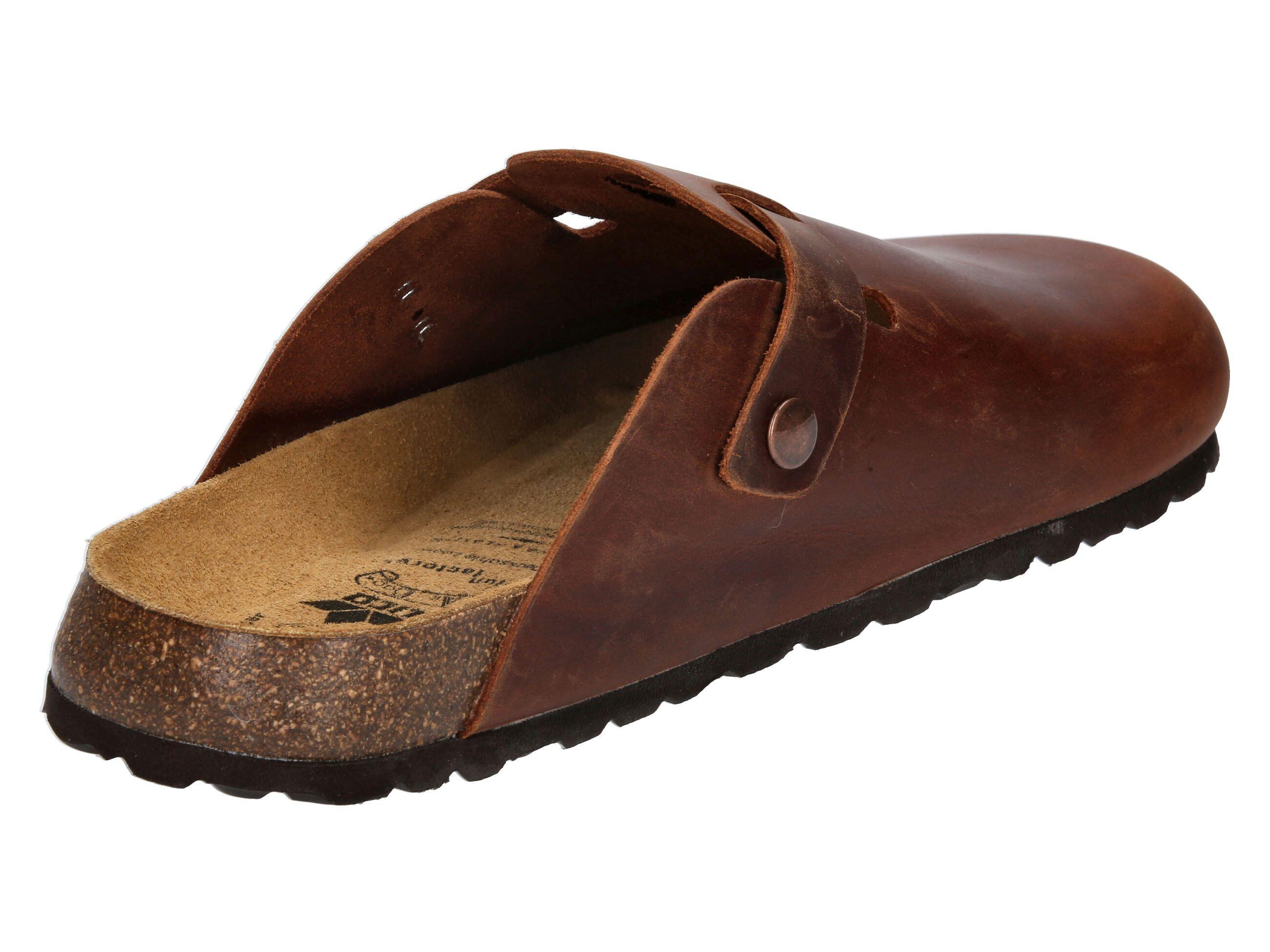 LICO Bioline Clog Leather men's brown mules, adjustable buckle LICO ...