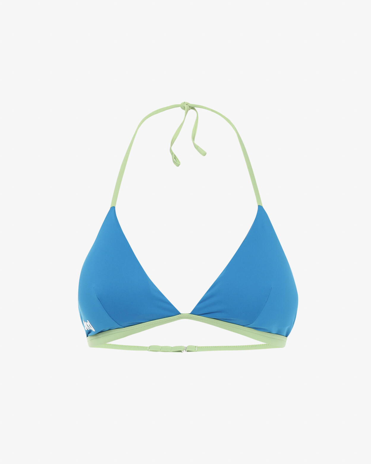 Dames badpak in turquoise en appelgroen van synthetisch zwemmateriaal ...