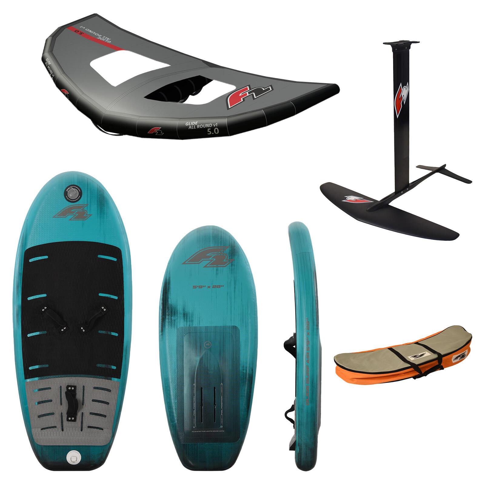 F2 Set Glide Surf Air 120L + LTD Allround Foil 2000 + Glide Allround ...