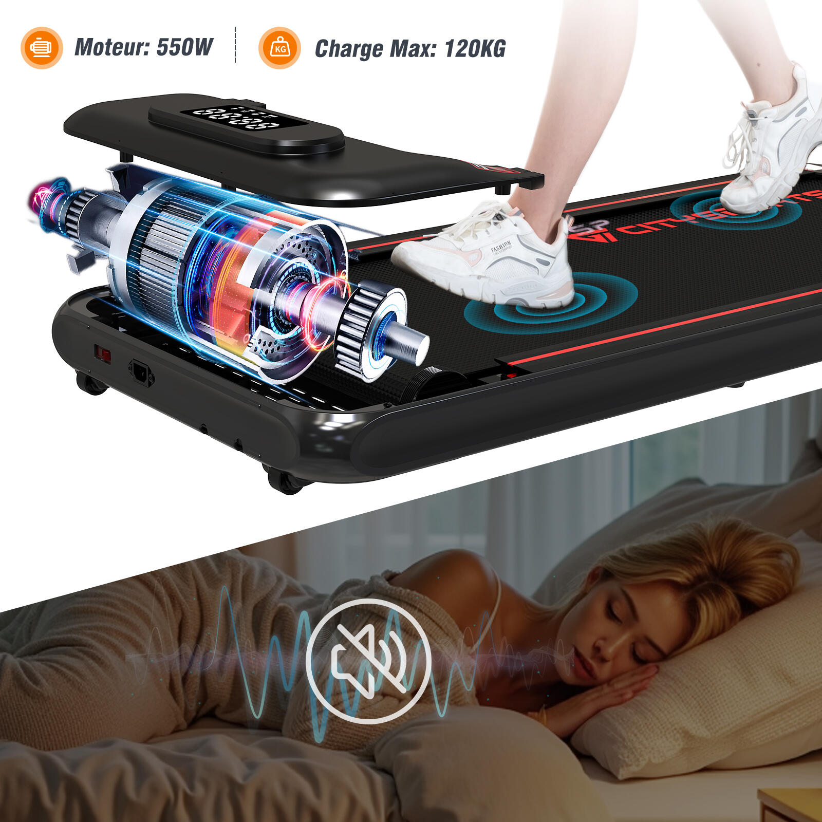 Walking Treadmill, Black - Speed 1.0-6.0 km/h - APP - LED Screen ...