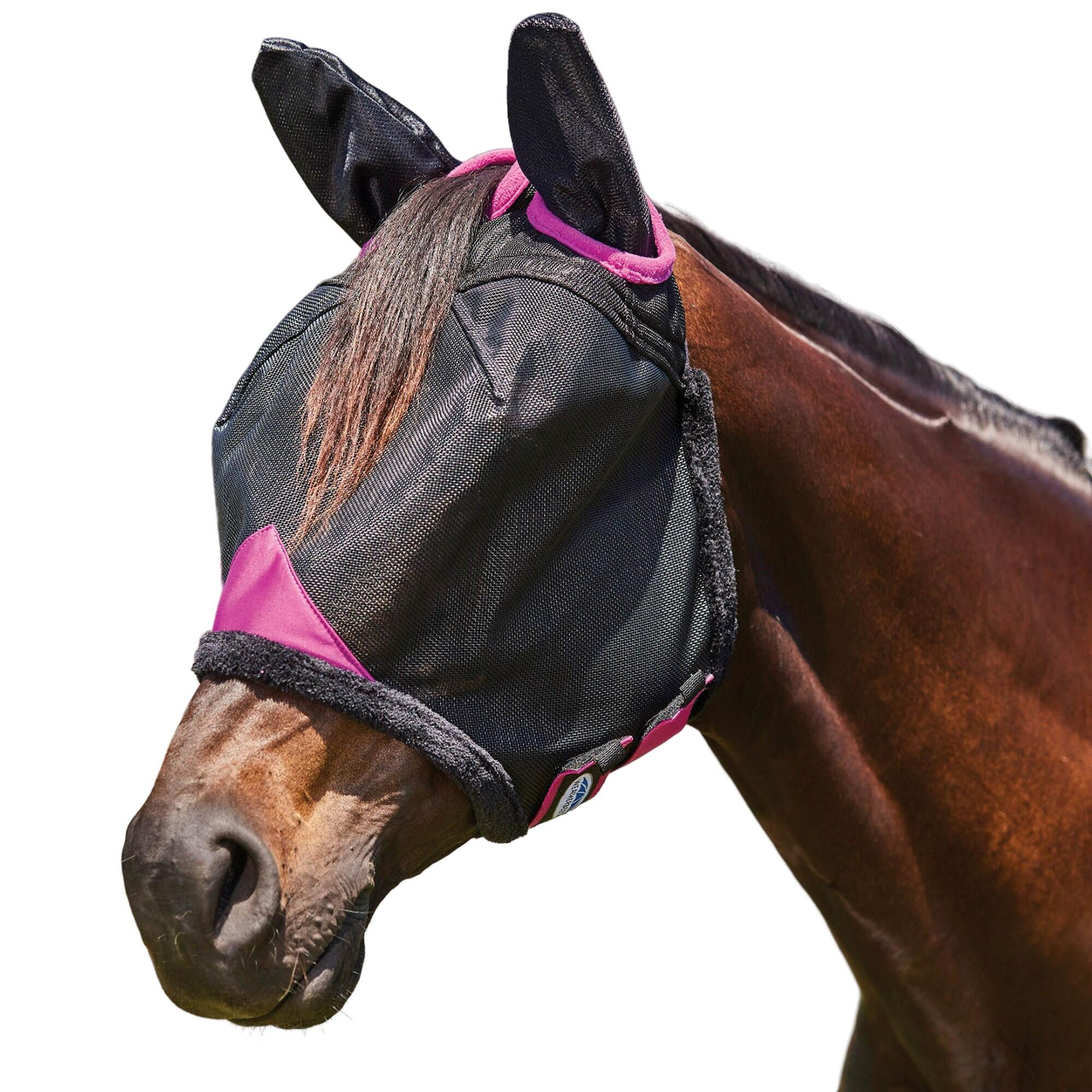 Comfitec Deluxe Mesh Durable Horse Fly Mask With Ears (Black/Purple ...