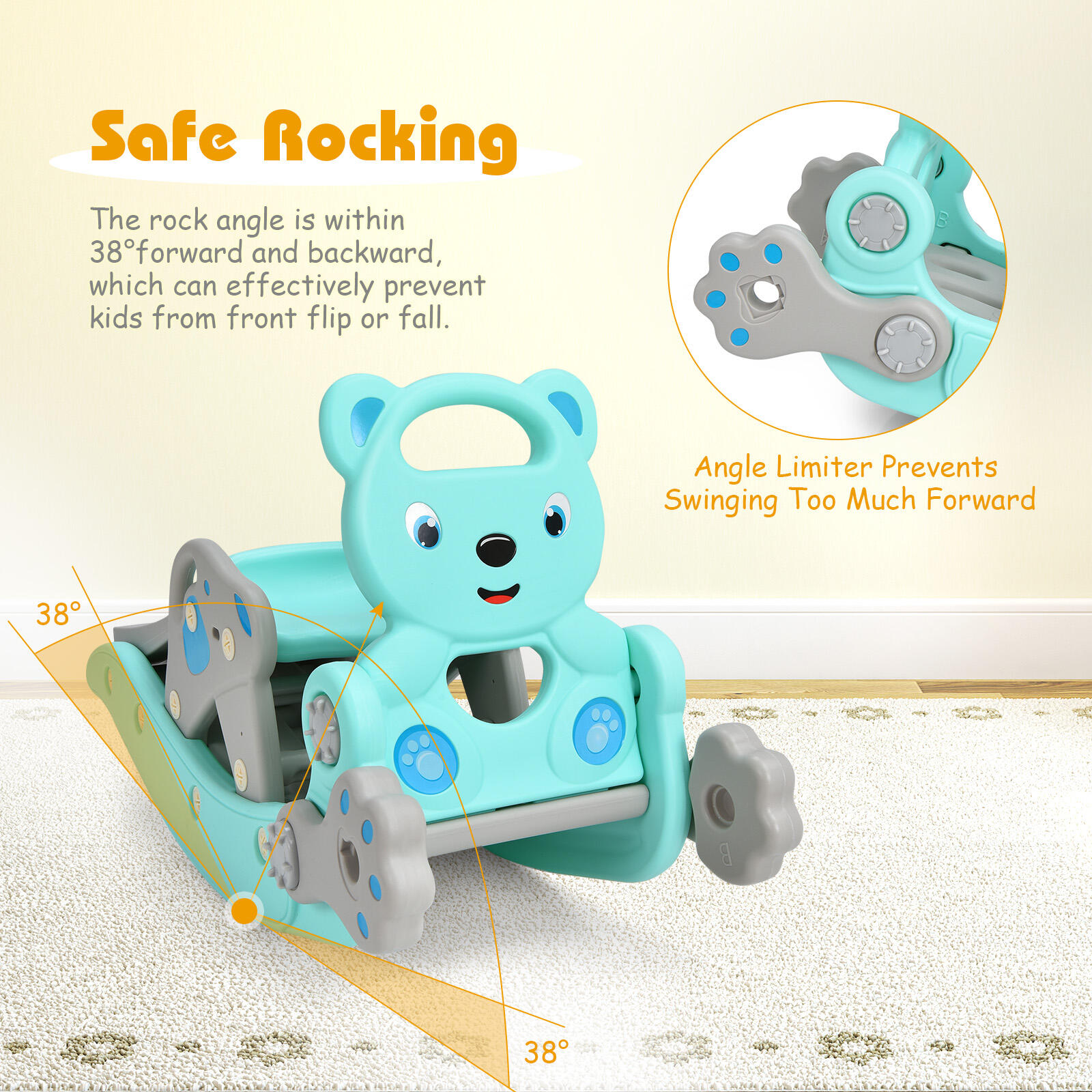 Costway 4-in-1 Kids Rocking Horse Play Slide Set Activity Center Ride ...