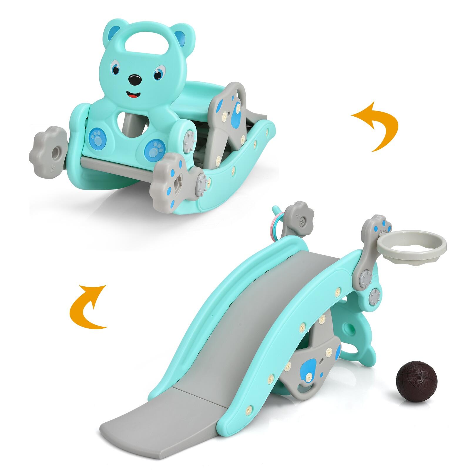 Costway 4-in-1 Kids Rocking Horse Play Slide Set Activity Center Ride ...