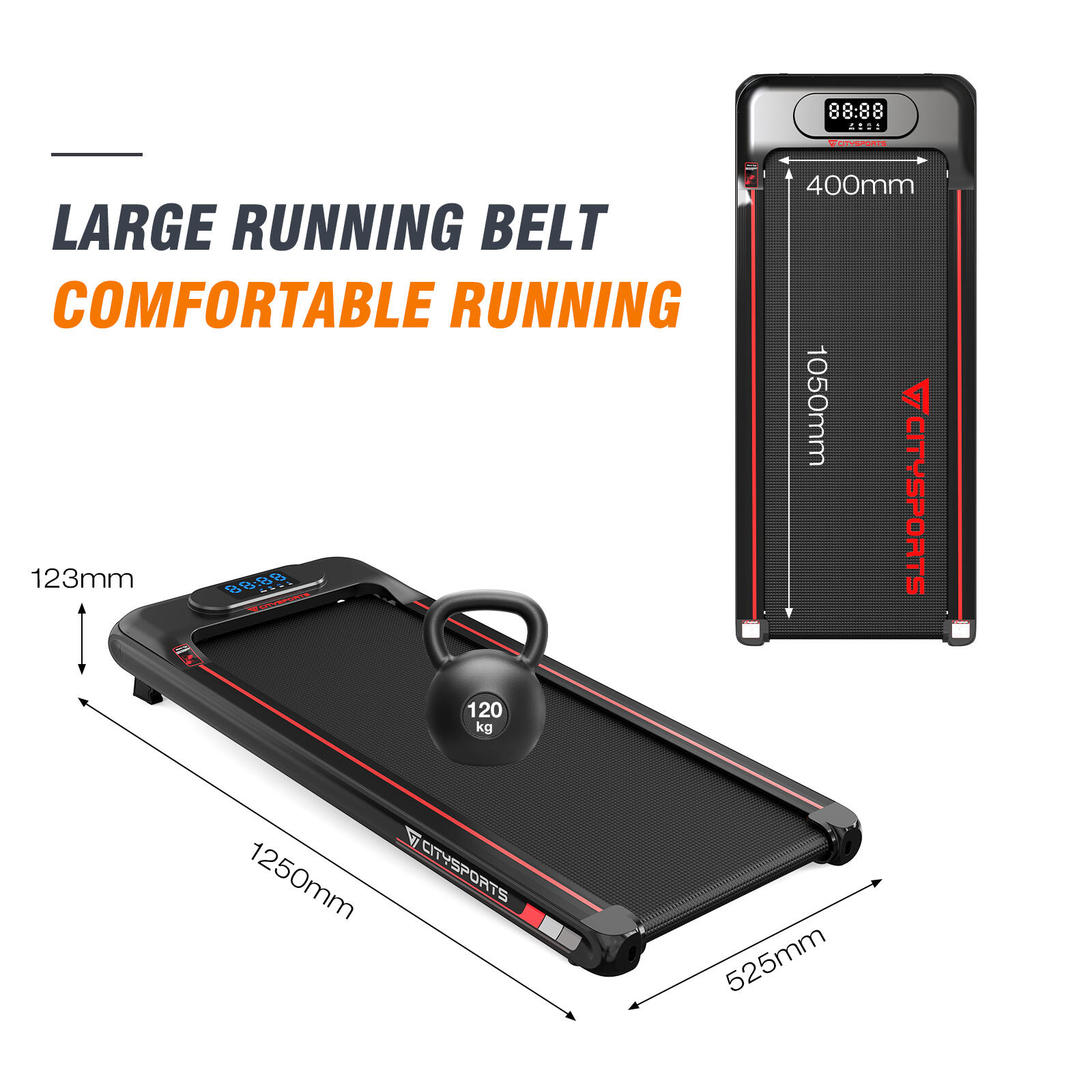 Walking Treadmill, Black - Speed 1.0-6.0 km/h - APP - LED Screen ...