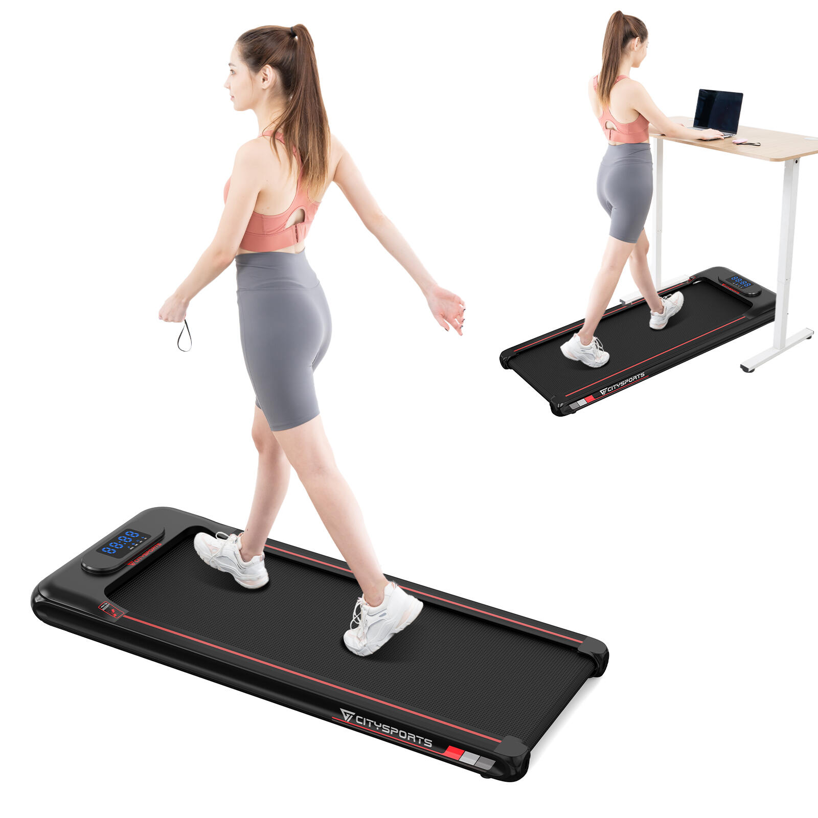 Walking Treadmill, Black - Speed 1.0-6.0 km/h - APP - LED Screen ...