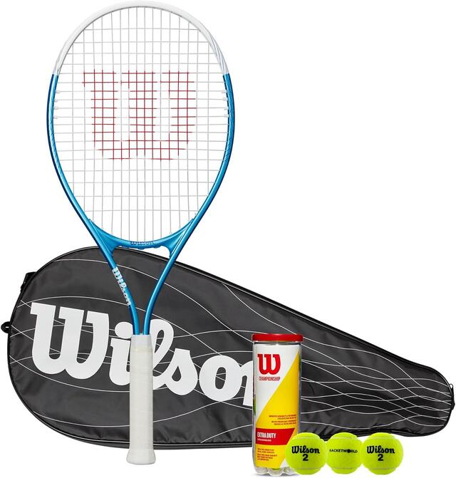 Wilson Ultra Power XL 112 Tennis Racket, BLX Cover & Tennis Balls ...