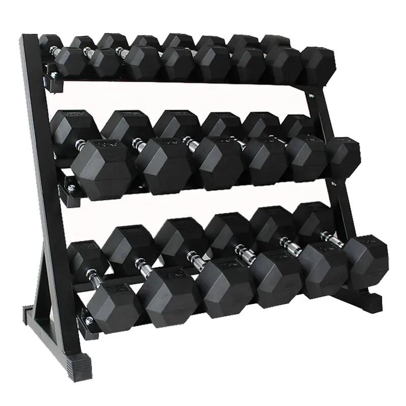Rack porte-haltères+haltères hexagonaux de 2,5-20kg - 8 paires Fitness ...