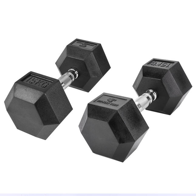 Haltères hexagonales 15kg Fitness Tech Set 2 Unités FITNESS TECH ...