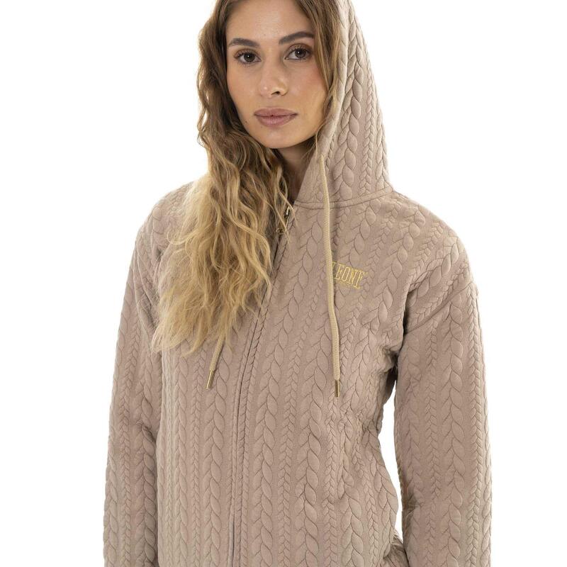 Sweat femme hiver avec zip et capuche tressée "Relaxed" LEONE 1947 ...