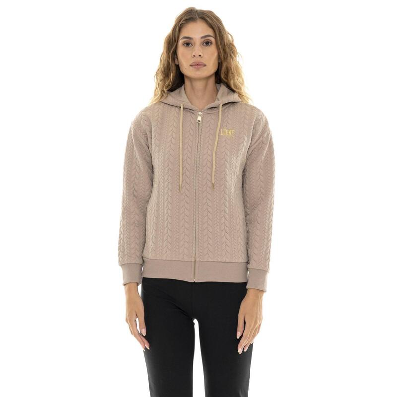 Sweat femme hiver avec zip et capuche tressée "Relaxed" LEONE 1947 ...