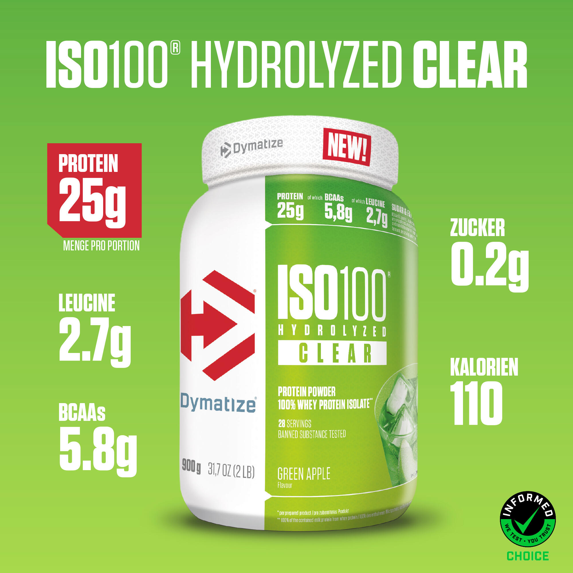 ISO 100 Clear (900g) Apple DYMATIZE DYMATIZE | Decathlon
