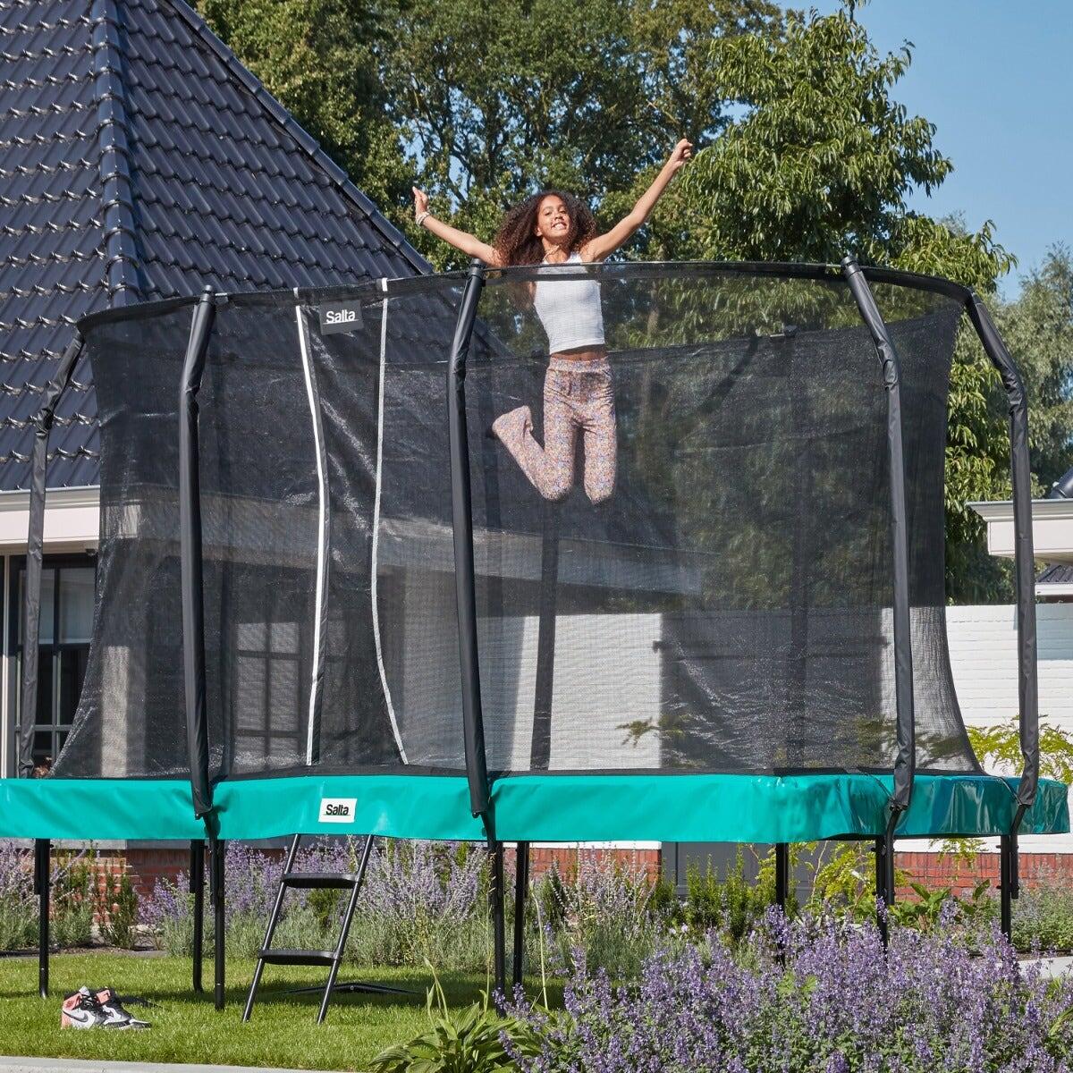 14ft x 8ft Salta Green First Class Rectangular Trampoline SALTA | Decathlon