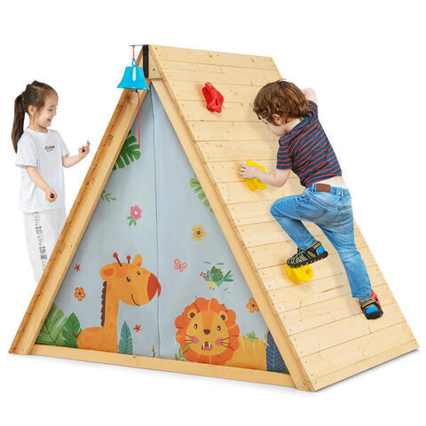 2-in-1 Play Tent Triangle Climber Playhouse Indoor Activity Center Gift