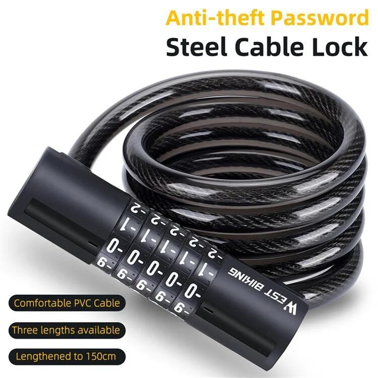 Bike Lock Cable for Road and Mountain Bikes with Password Security WEST ...