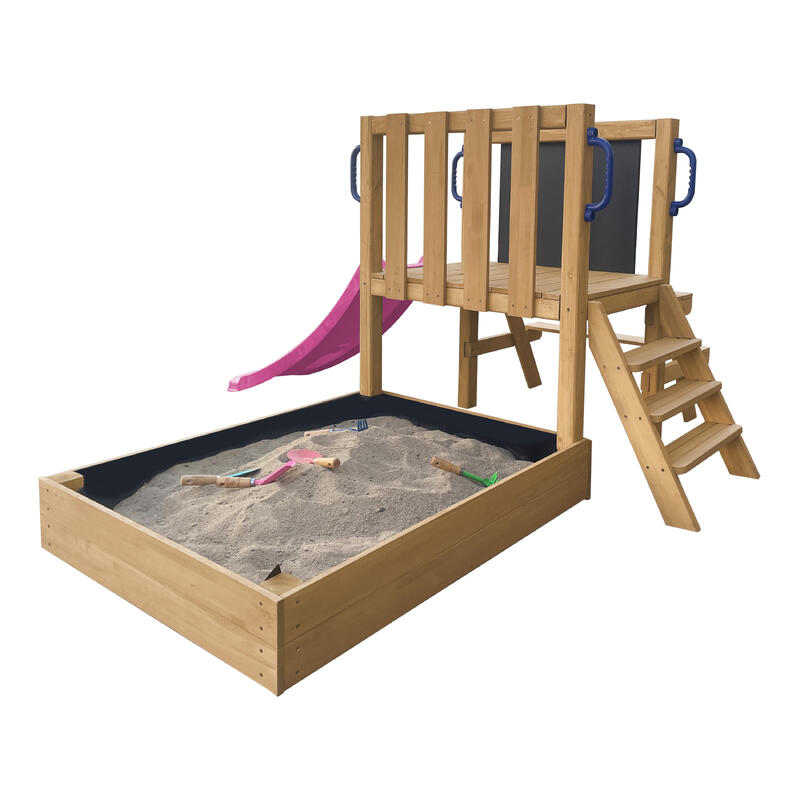 Aire de jeux mini, toboggan, bac à sable, dinette, Leah, Gris AXI ...