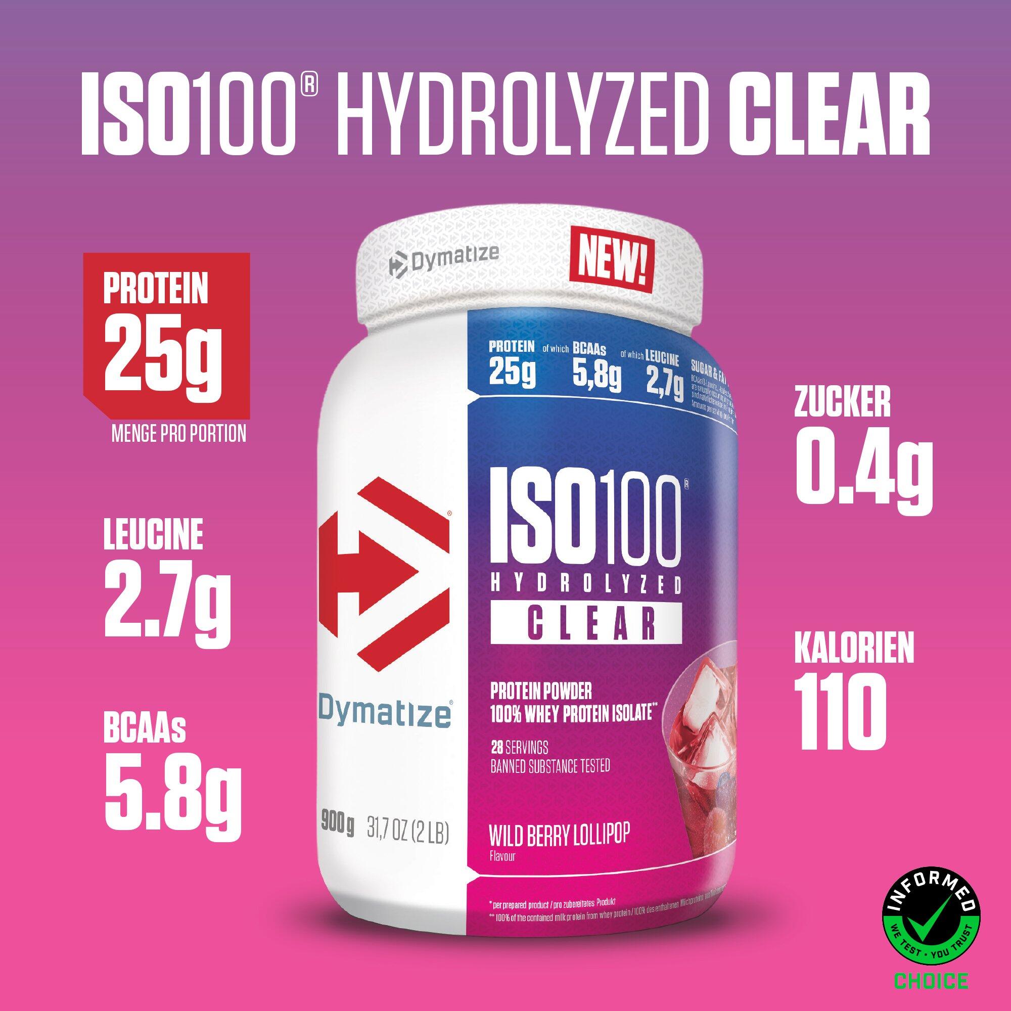 ISO 100 Clear (2x900g) Wild Berry Lollipop & Green Apple DYMATIZE ...