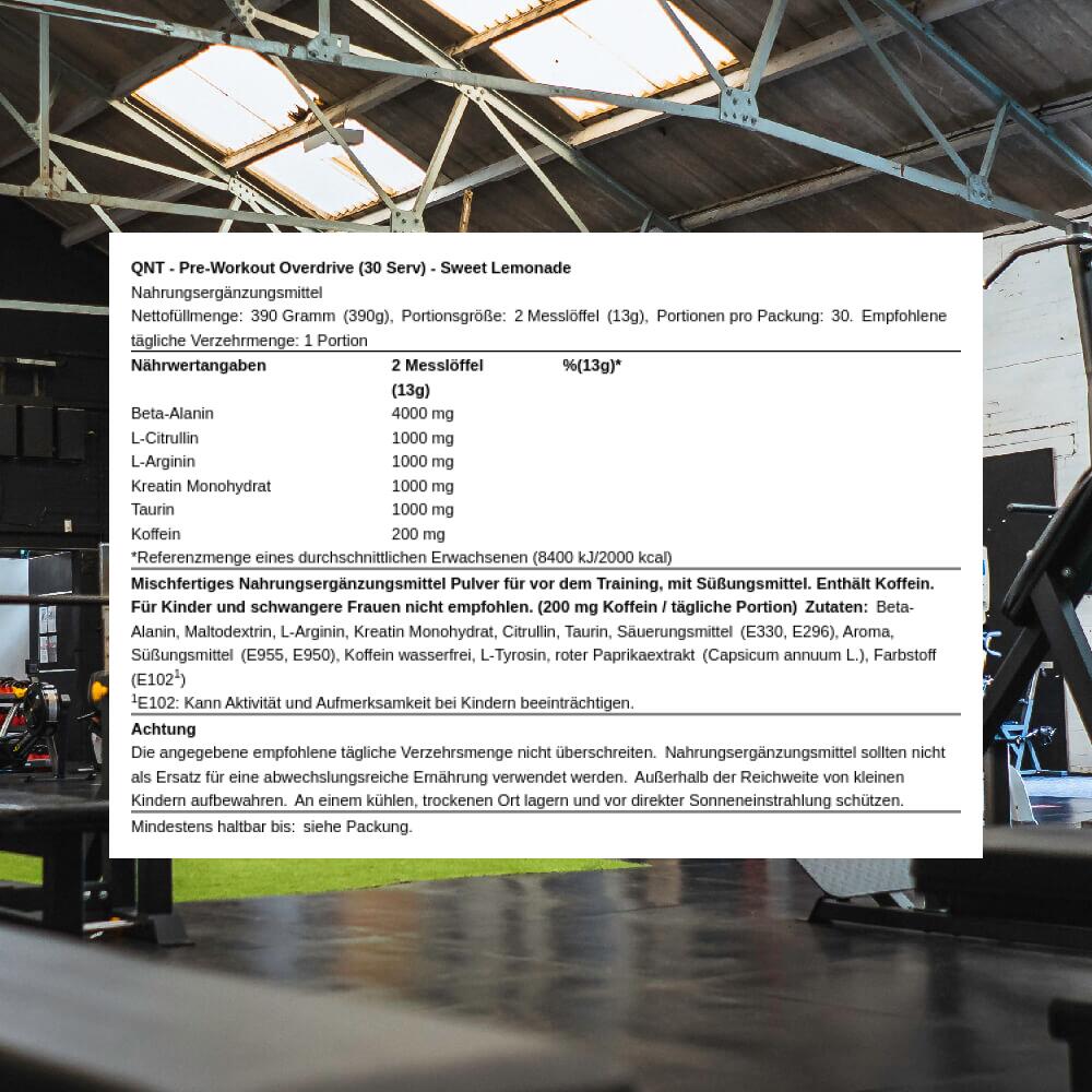 QNT Pre-Workout Overdrive (30 Serv) Sweet Lemonade - Pre-Workout ...