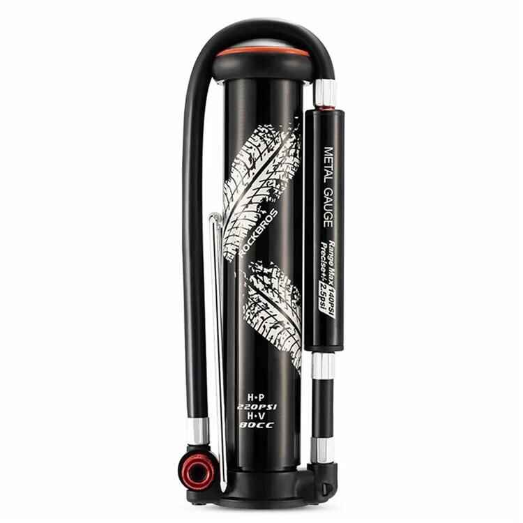220PSI Manual Bike Pump with Hidden Pressure Gauge - Decathlon