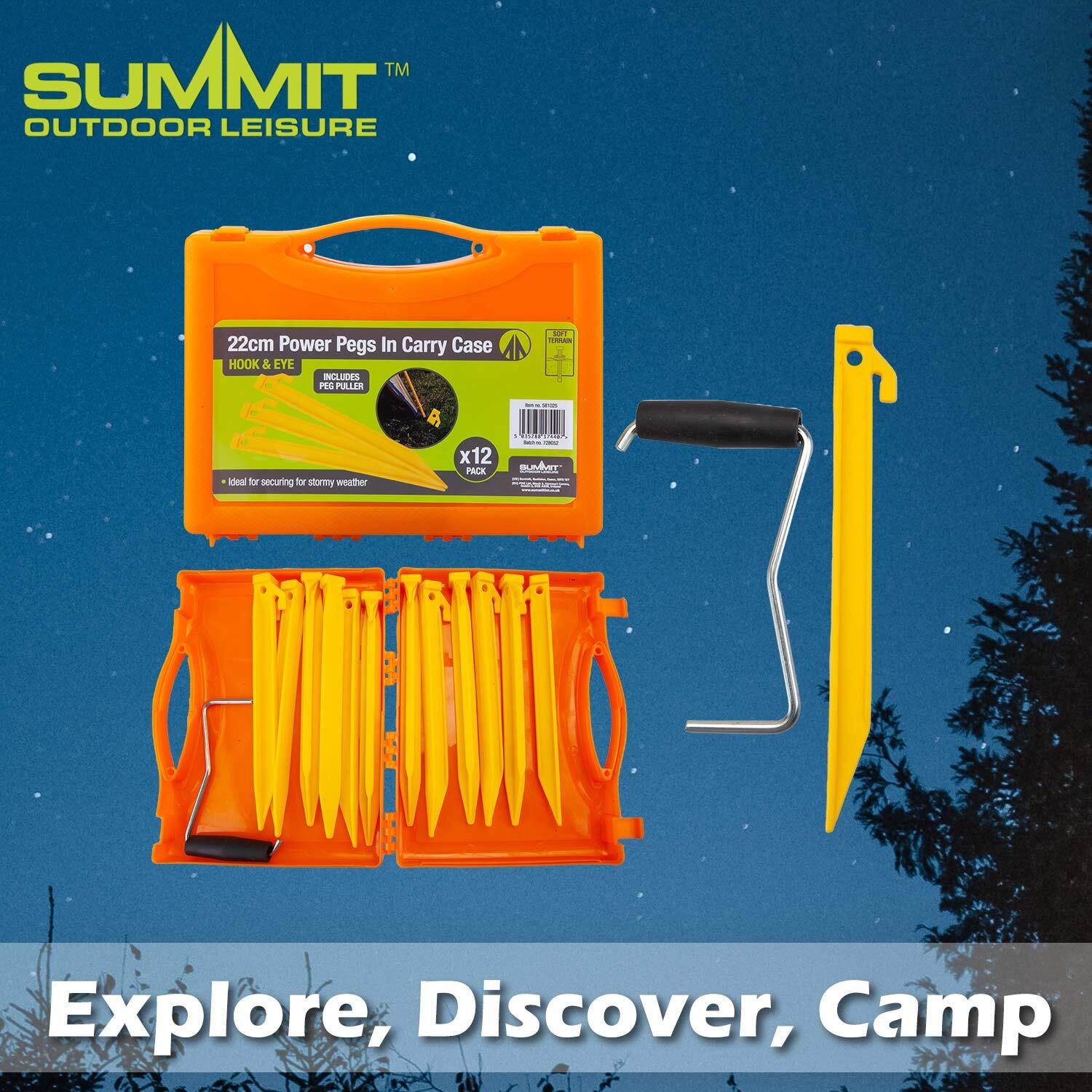 Tent Pegs Plastic Peg & Extractor With Case 22cm x 4cm Orange X 1 Pack ...