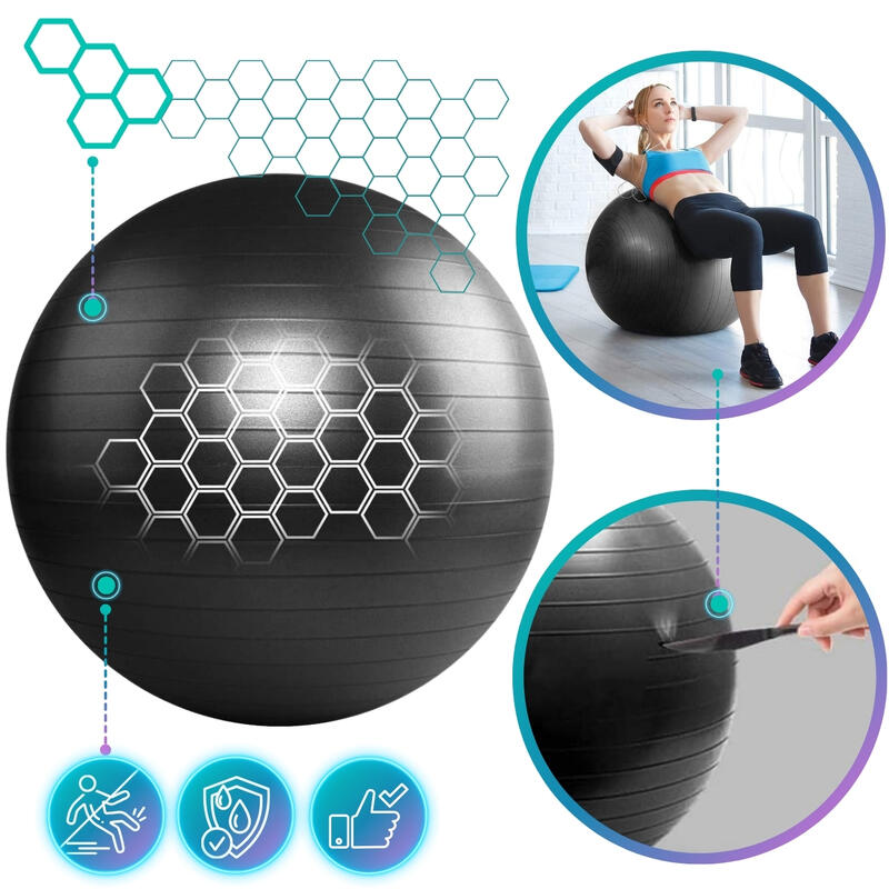 Piłka fitness do ćwiczeń gimnastyczna rehabilitacyjna Gym Ball 55-75 CM ...