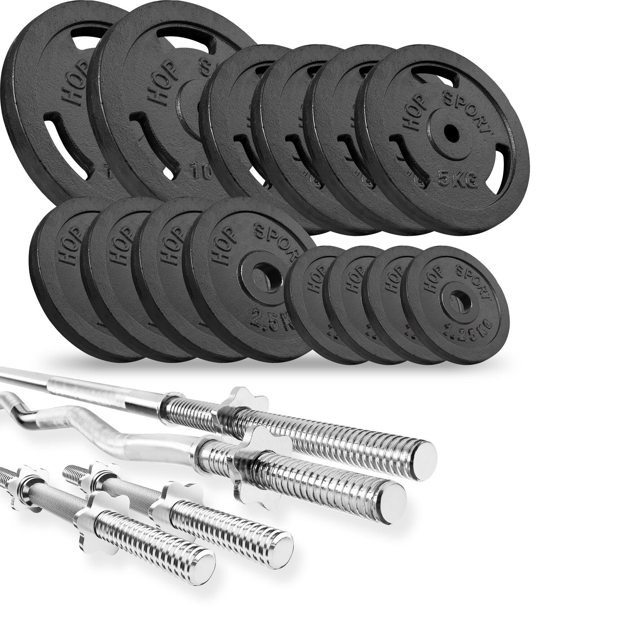 Hop-Sport Strong 76kg Bodybuilding Set met Bank HS-1065 | Decathlon