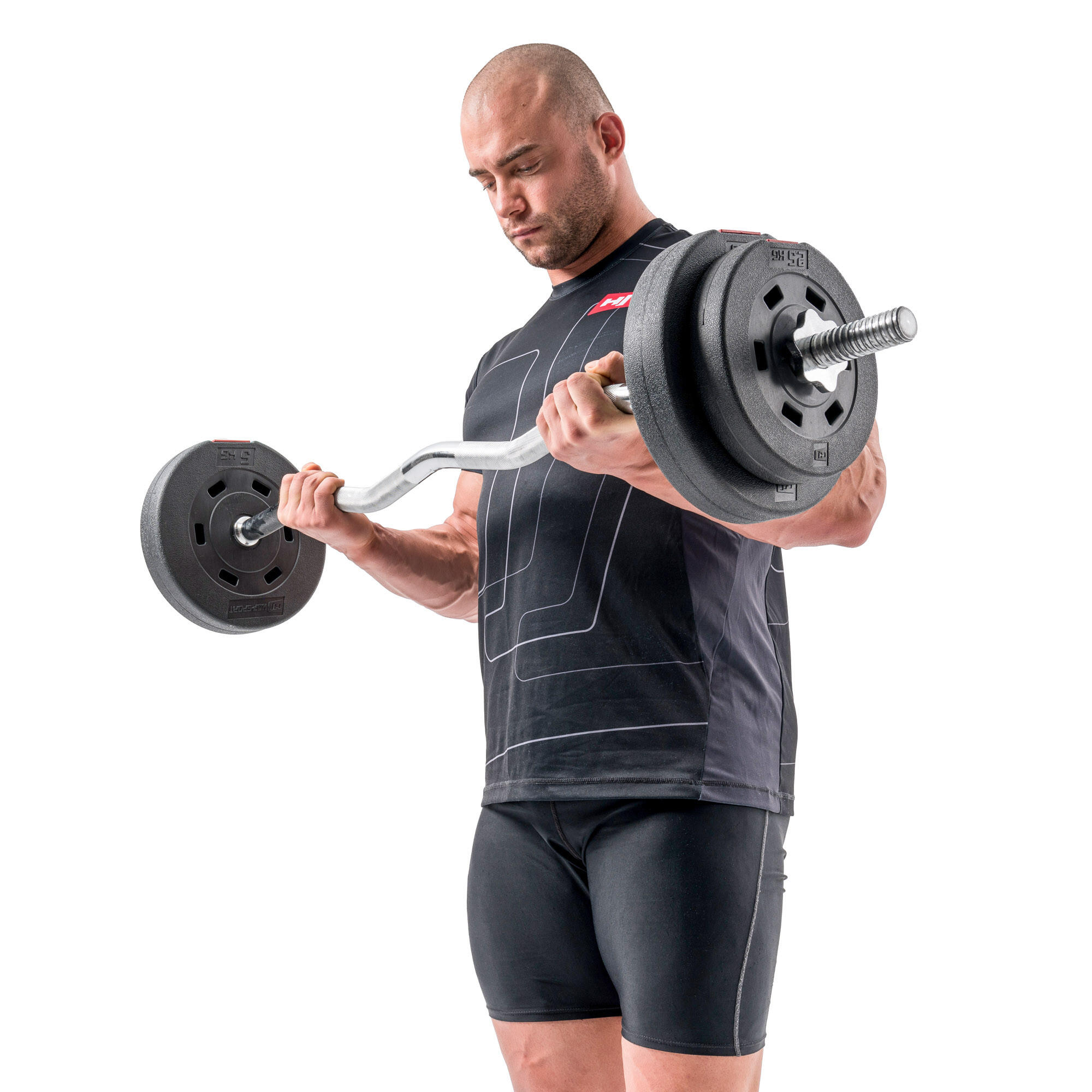 Set aus Kompositgewichten Langhantel Hop-Sport Premium 45kg | Decathlon