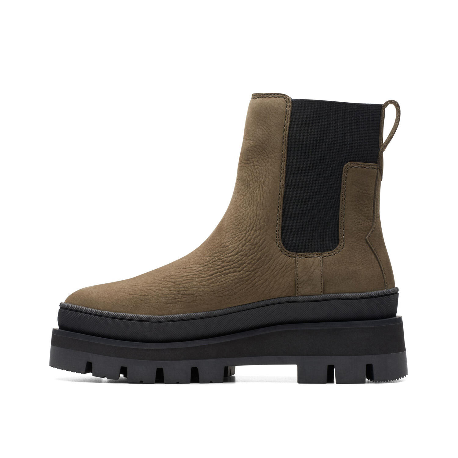 Clarks Womens Chelsea Boots Chunky Tread Orianna Leather Slip On green ...