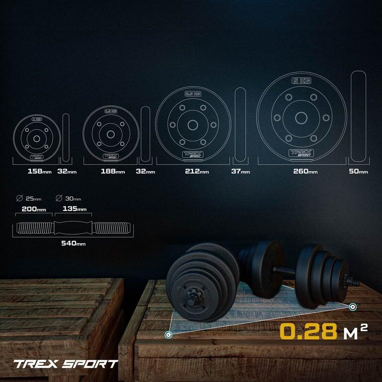 Verstelbare bitumen dumbbell set Trex Sport 2×20 kg 25 mm 54 cm | Decathlon