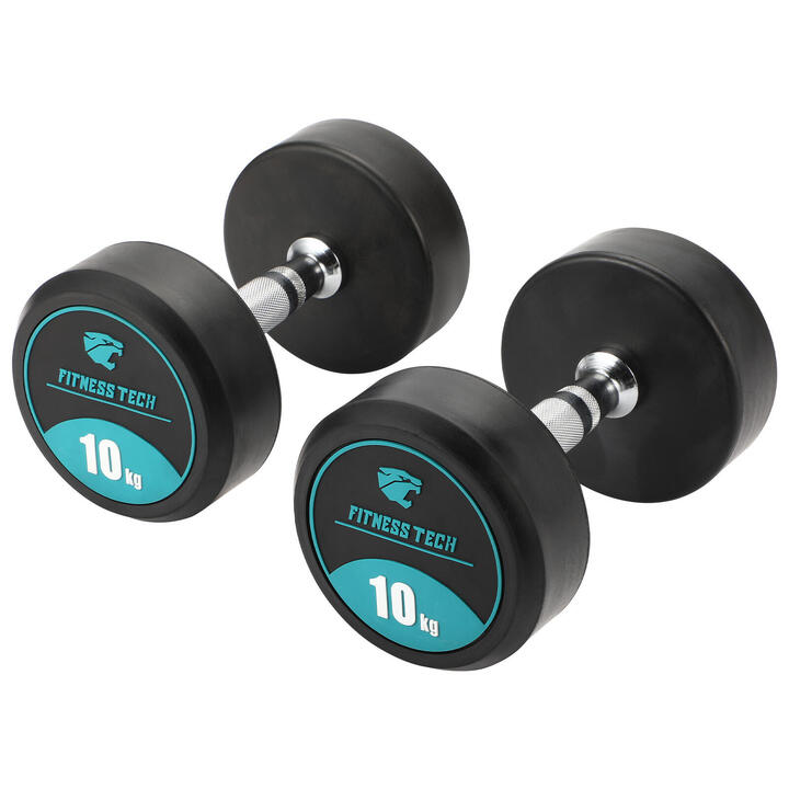 Haltères ronds de musculation 10 kg Fitness Tech – Lot de 2 unités ...