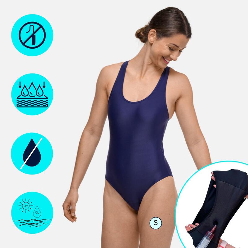 Maillot de bain Menstruel 1 Pièce| Femme & Ado | Flux Moyen | Lola Bleu SORIO | Decathlon
