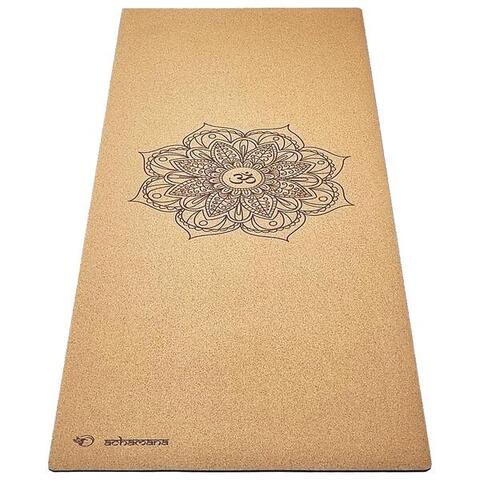 ACHAMANA Yoga mat, natural rubber and cork, 5mm x 68cm x 1.83m, Om ...