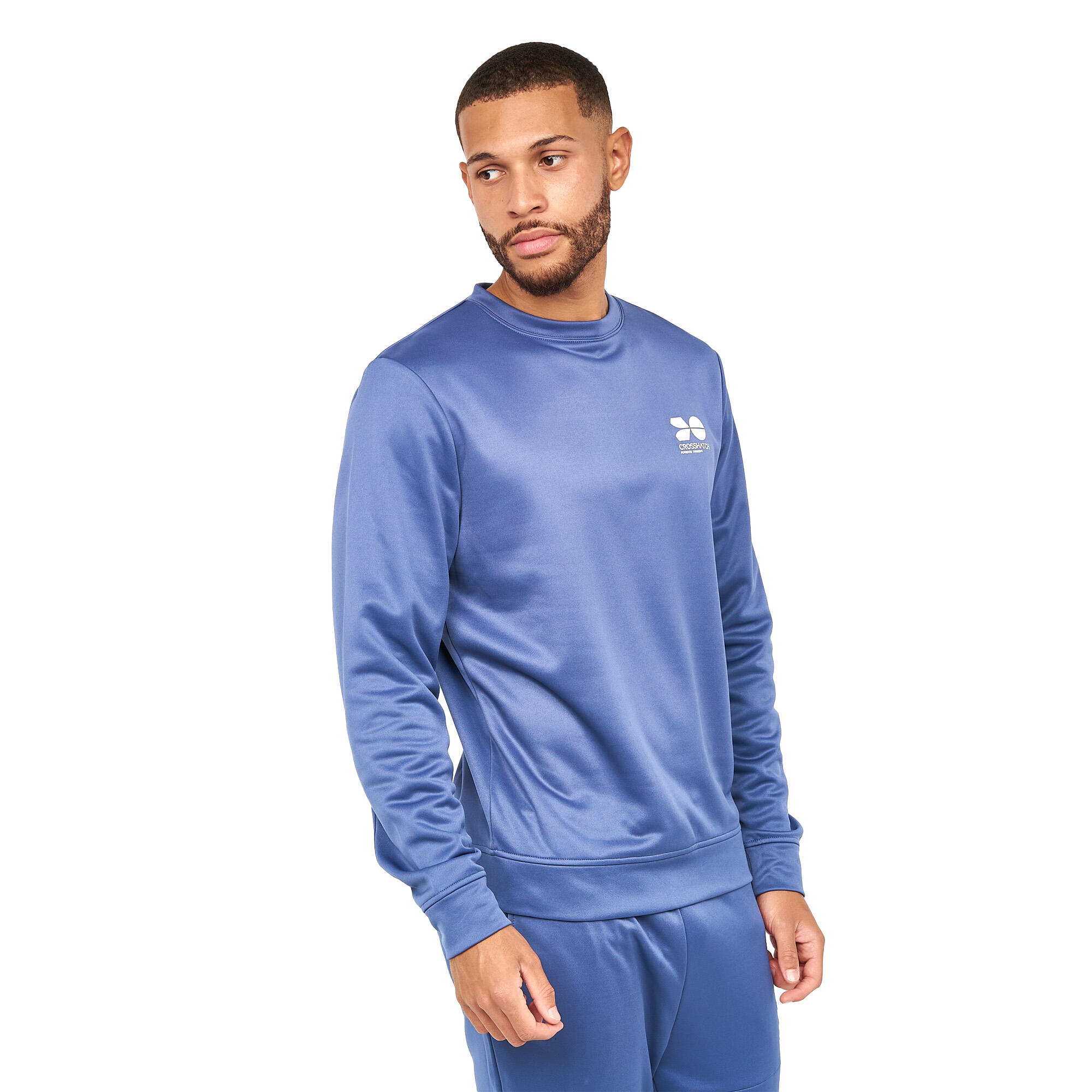 Mens Langtons Crew Neck Track Top (Blue Indigo) CROSSHATCH | Decathlon