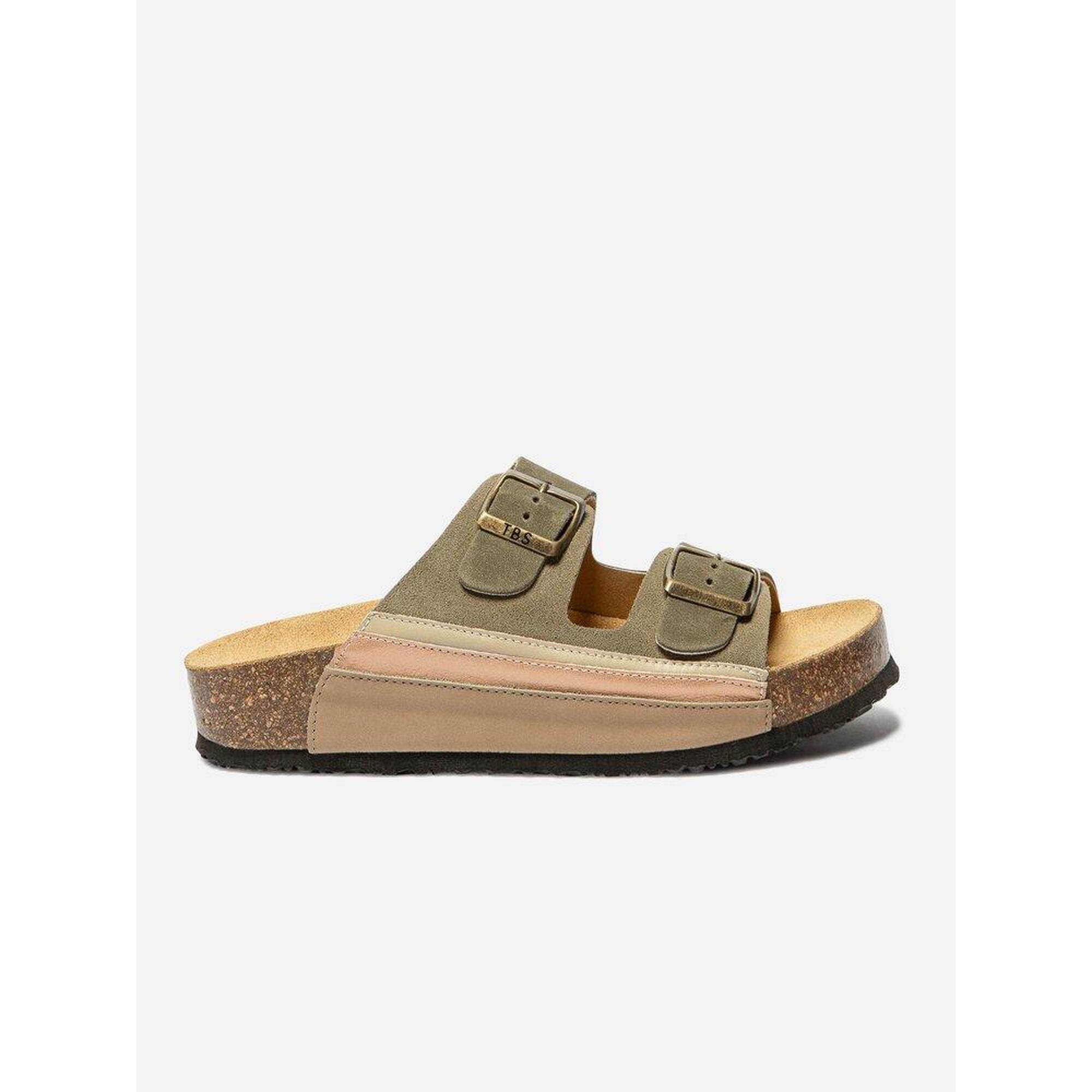 Mules femme NAWELLE rose carmin talon 30 mm TBS | Decathlon