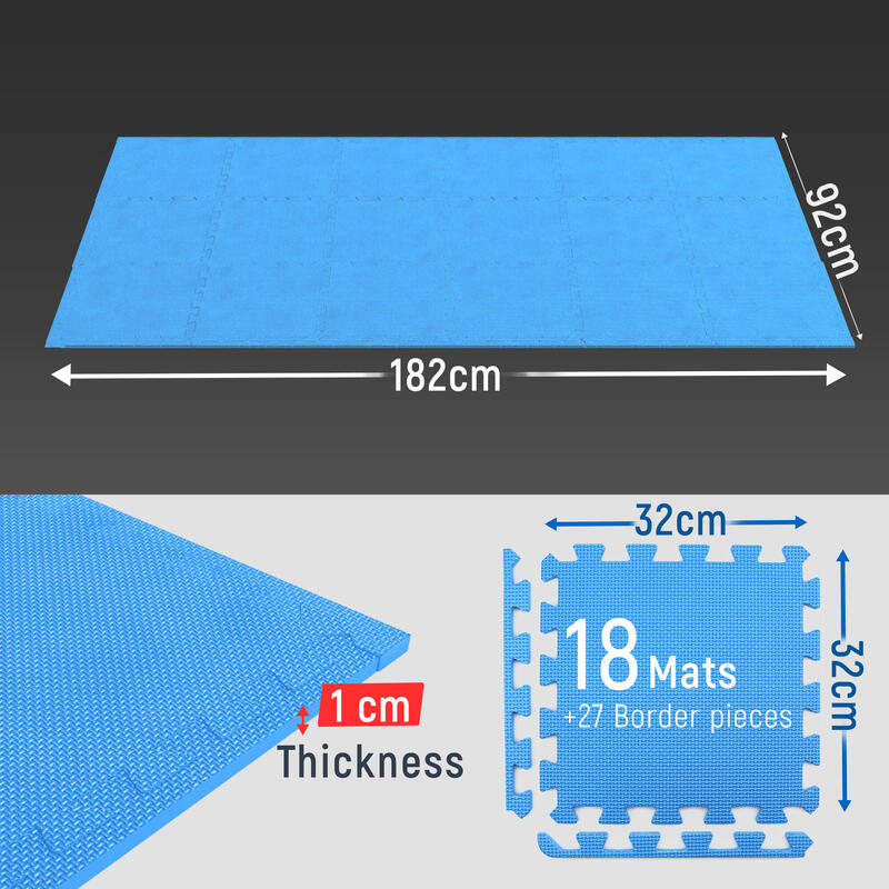 Tapis de protection sol - 18 dalles puzzle et 27 bordures - Tapis ...