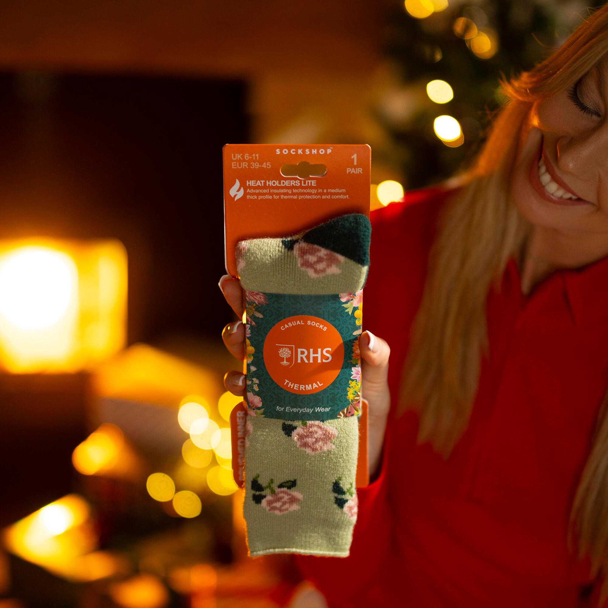 Womens Thermal Socks | Thin Floral Patterned Fleece Socks HEAT HOLDERS ...